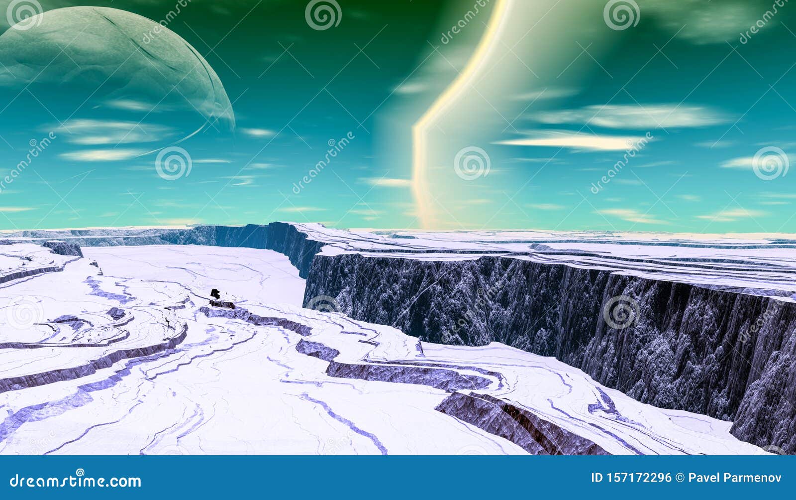 Alien Planet. Desert. 3D Rendering Stock Illustration - Illustration of ...