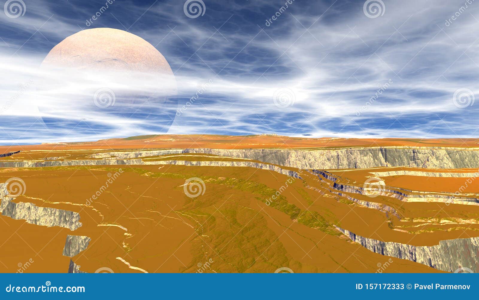 Alien Planet. Desert. 3D Rendering Stock Illustration - Illustration of ...