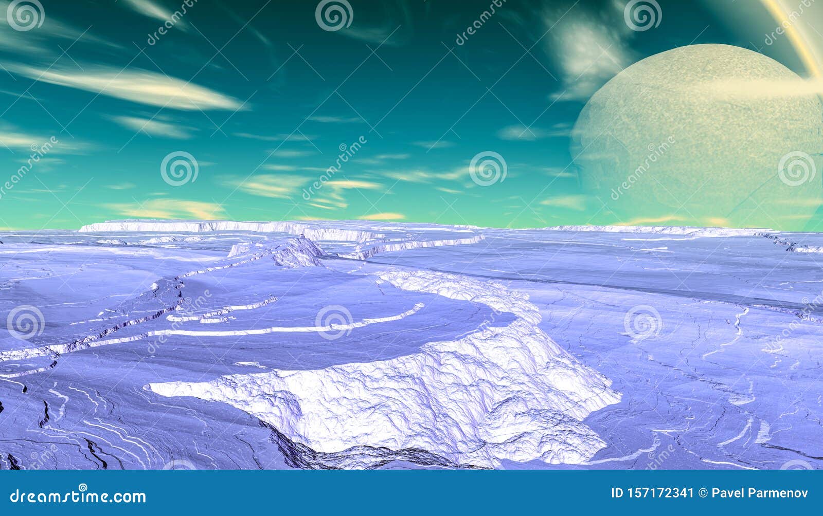 Alien Planet. Desert. 3D Rendering Stock Illustration - Illustration of ...