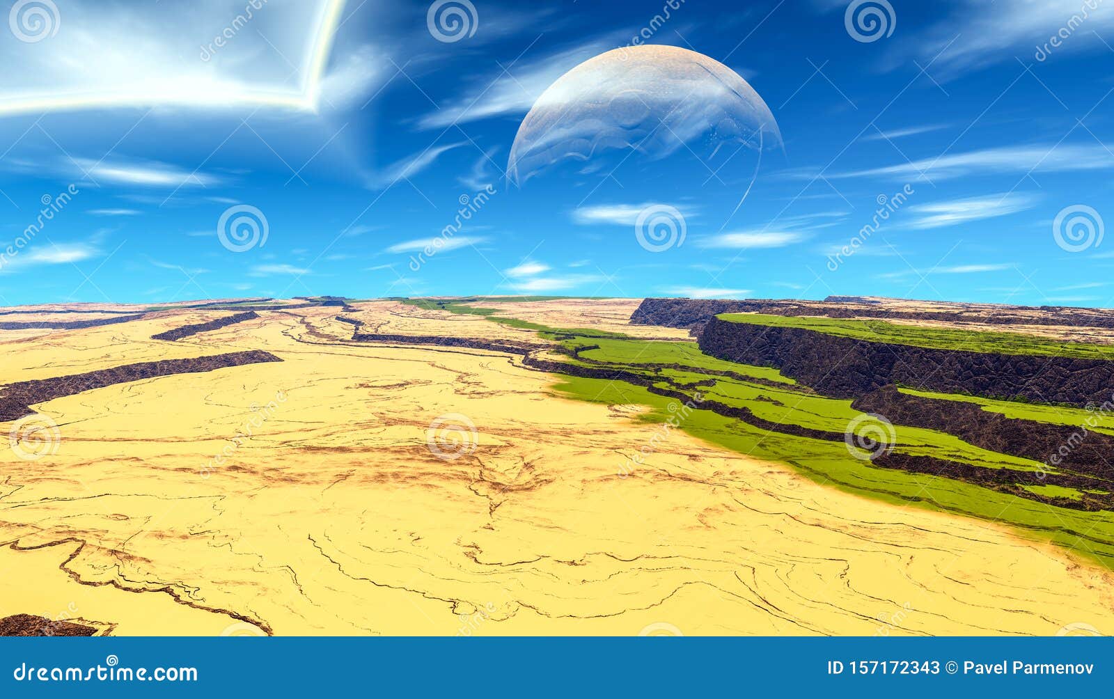 Alien Planet. Desert. 3D Rendering Stock Illustration - Illustration of ...