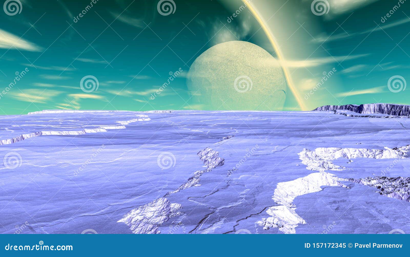 Alien Planet. Desert. 3D Rendering Stock Illustration - Illustration of ...