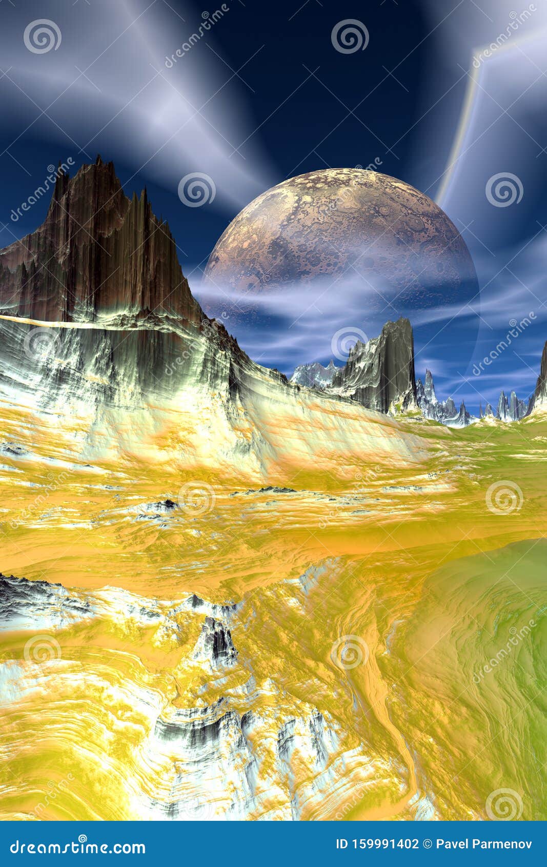Alien Planet. Desert. 3D Rendering Stock Illustration - Illustration of ...