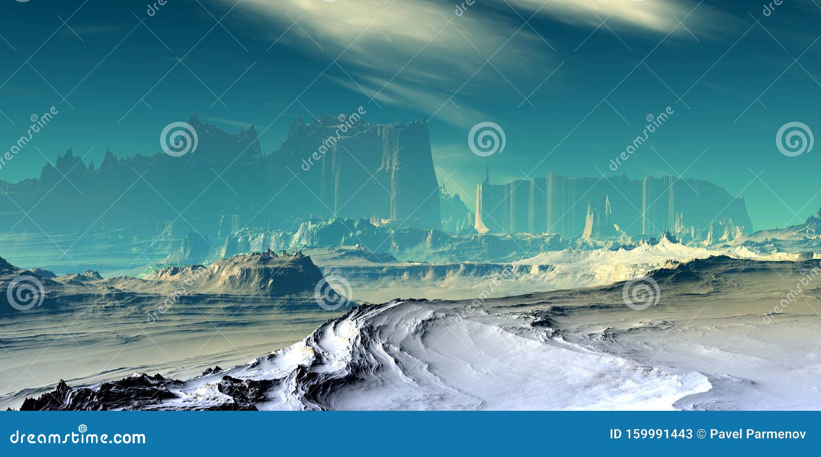 Alien Planet. Desert. 3D Rendering Stock Illustration - Illustration of ...