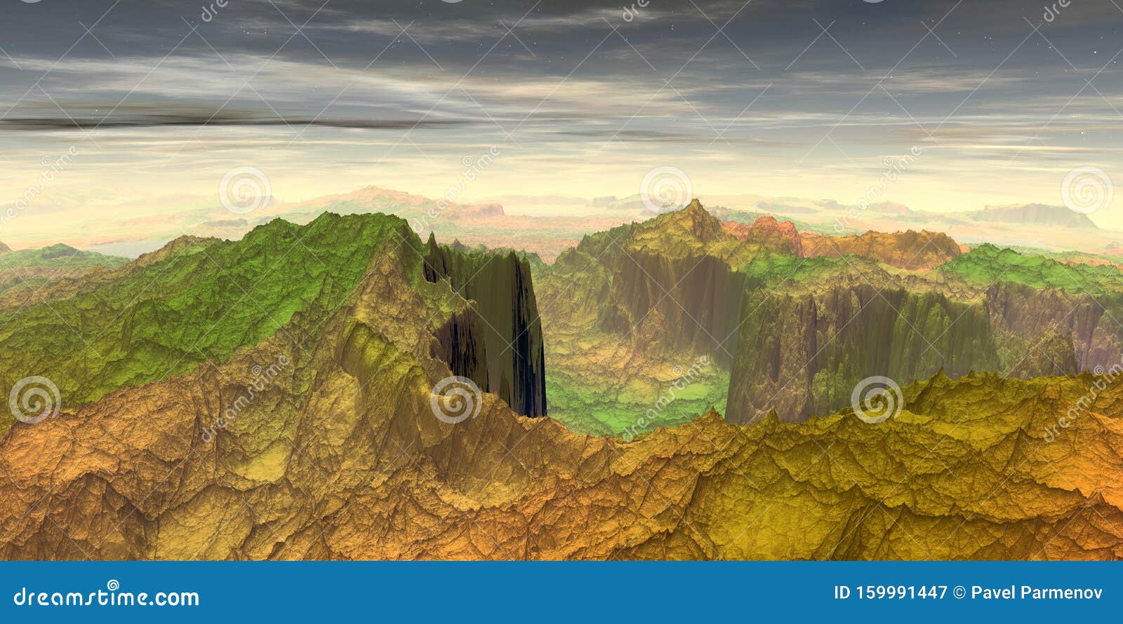 Alien Planet. Desert. 3D Rendering Stock Illustration - Illustration of ...