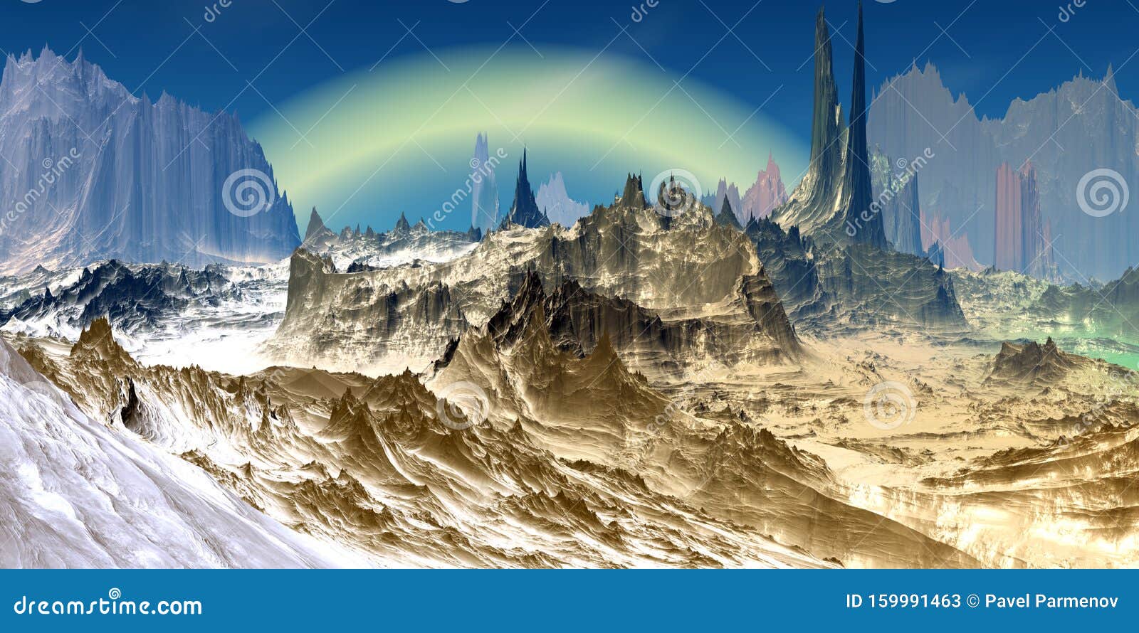 Alien Planet. Desert. 3D Rendering Stock Illustration - Illustration of ...