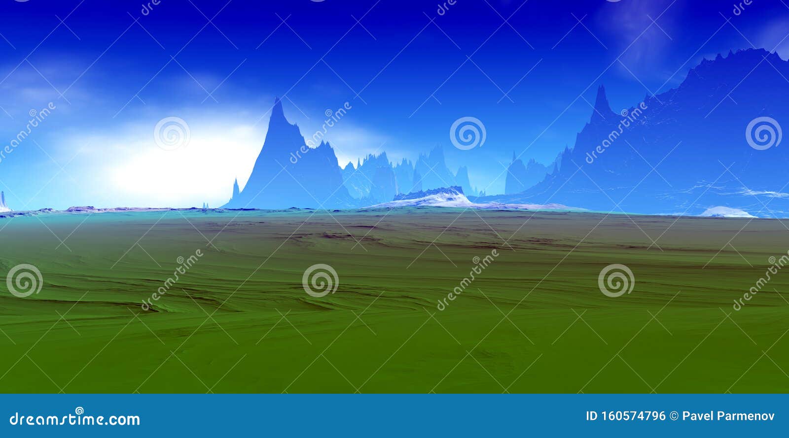 Alien Planet. Desert. 3D Rendering Stock Illustration - Illustration of ...