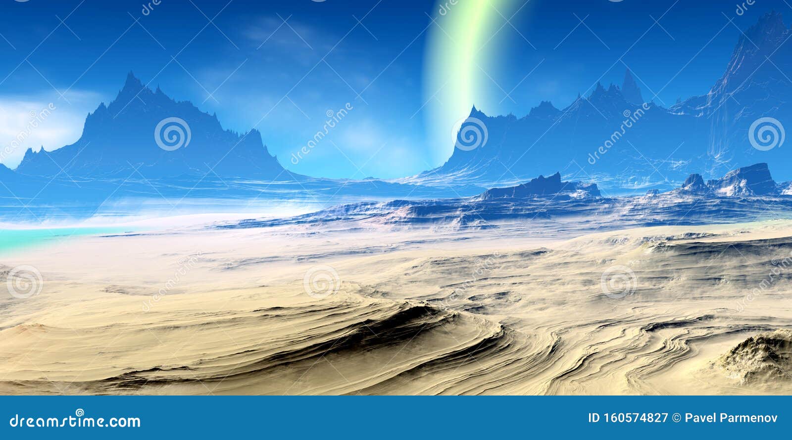 Alien Planet. Desert. 3D Rendering Stock Illustration - Illustration of ...