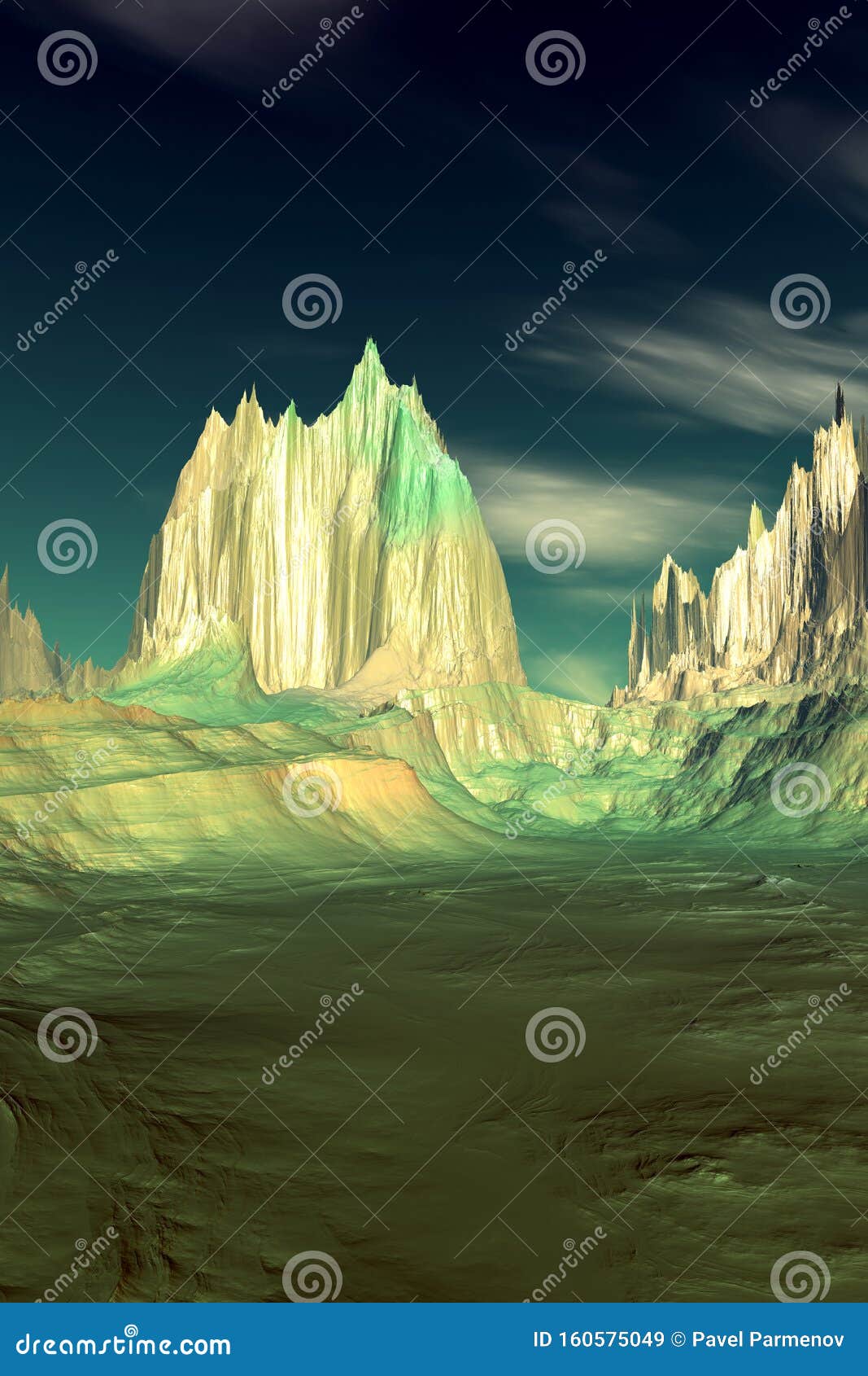 Alien Planet. Desert. 3D Rendering Stock Illustration - Illustration of ...