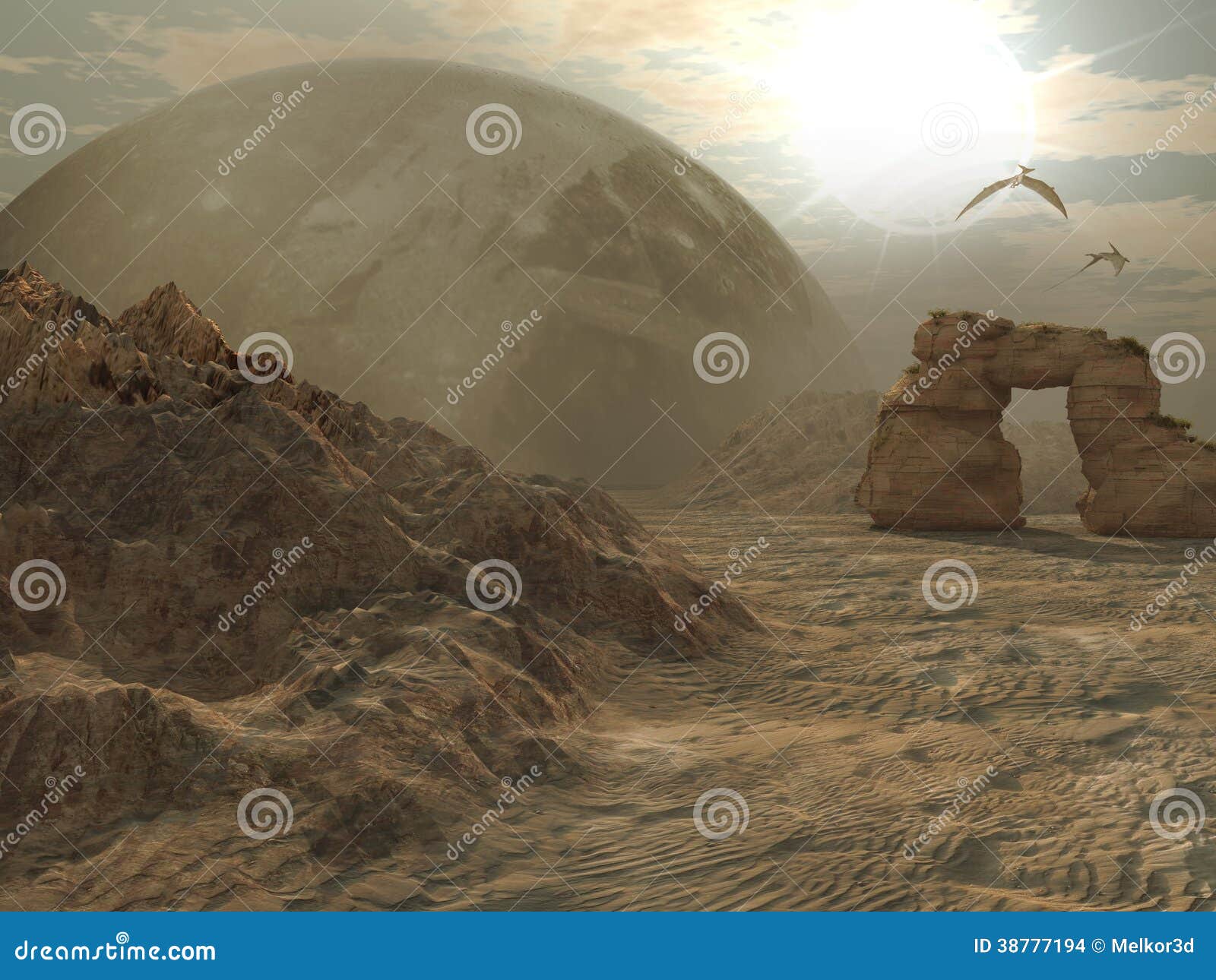 Alien planet desert stock illustration. Illustration of desert - 38777194
