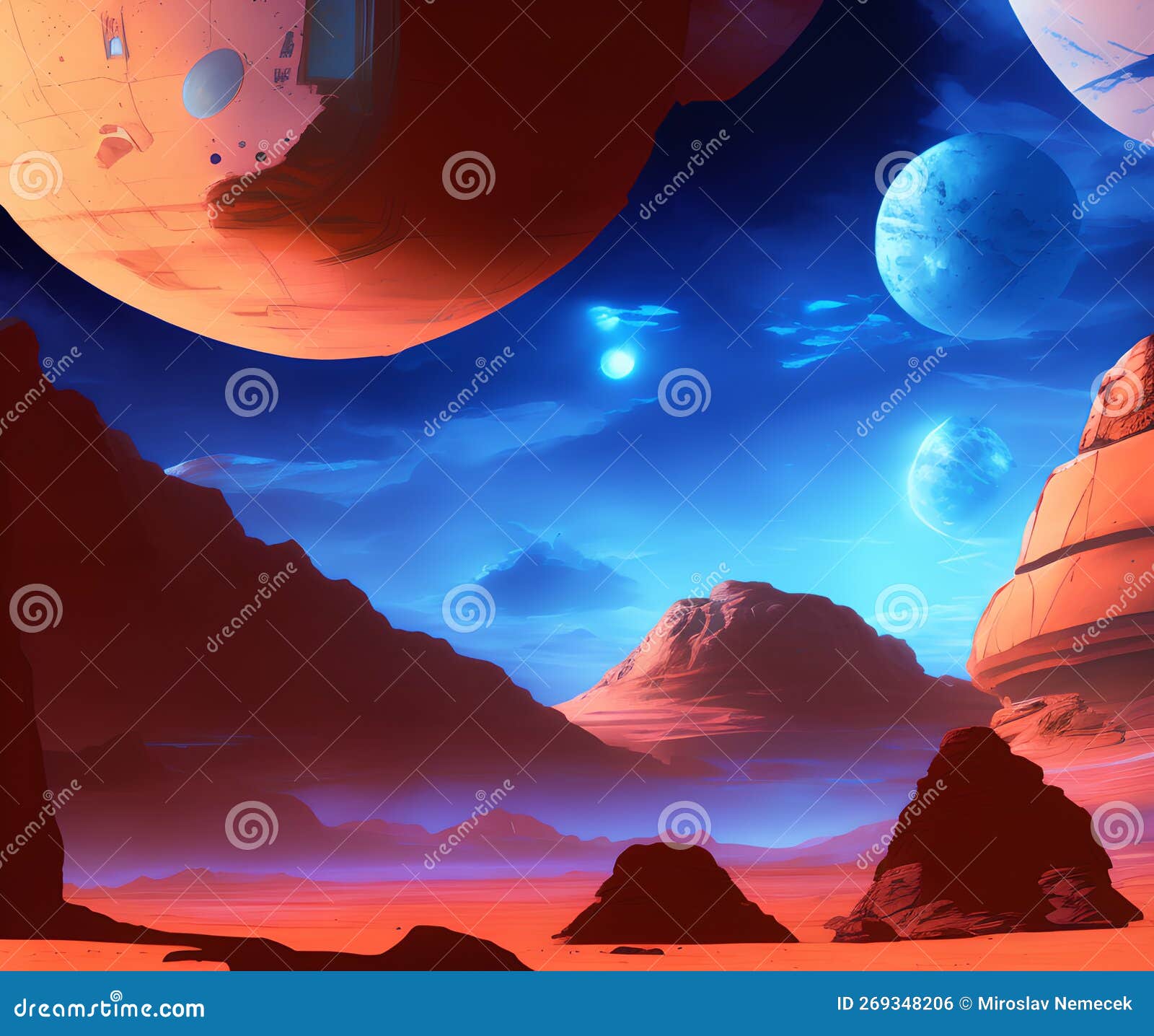 Alien Planet, Generative AI Illustration Stock Illustration ...