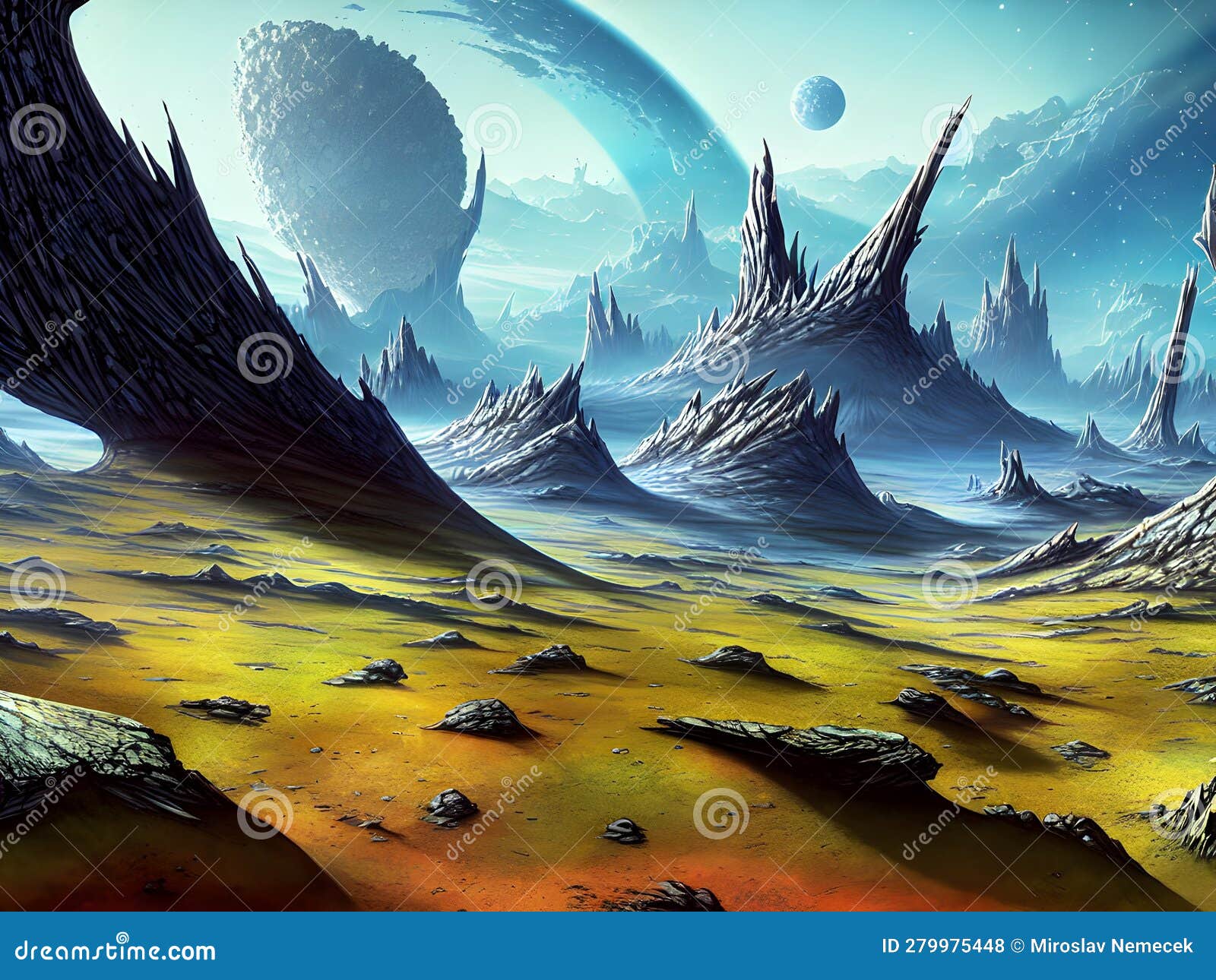 Alien Planet, Generative AI Illustration Stock Photo - Image of ...