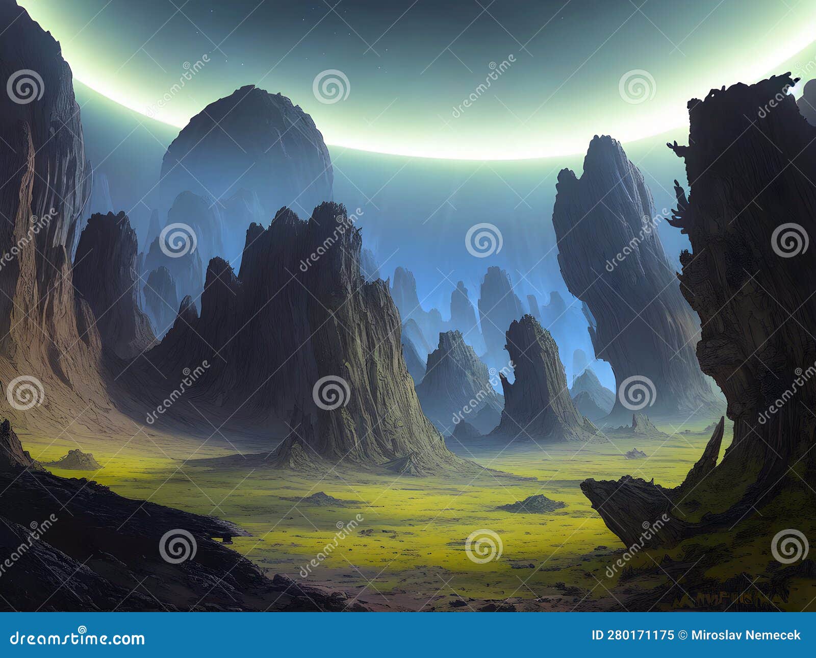 Alien Planet, Generative AI Illustration Stock Illustration ...