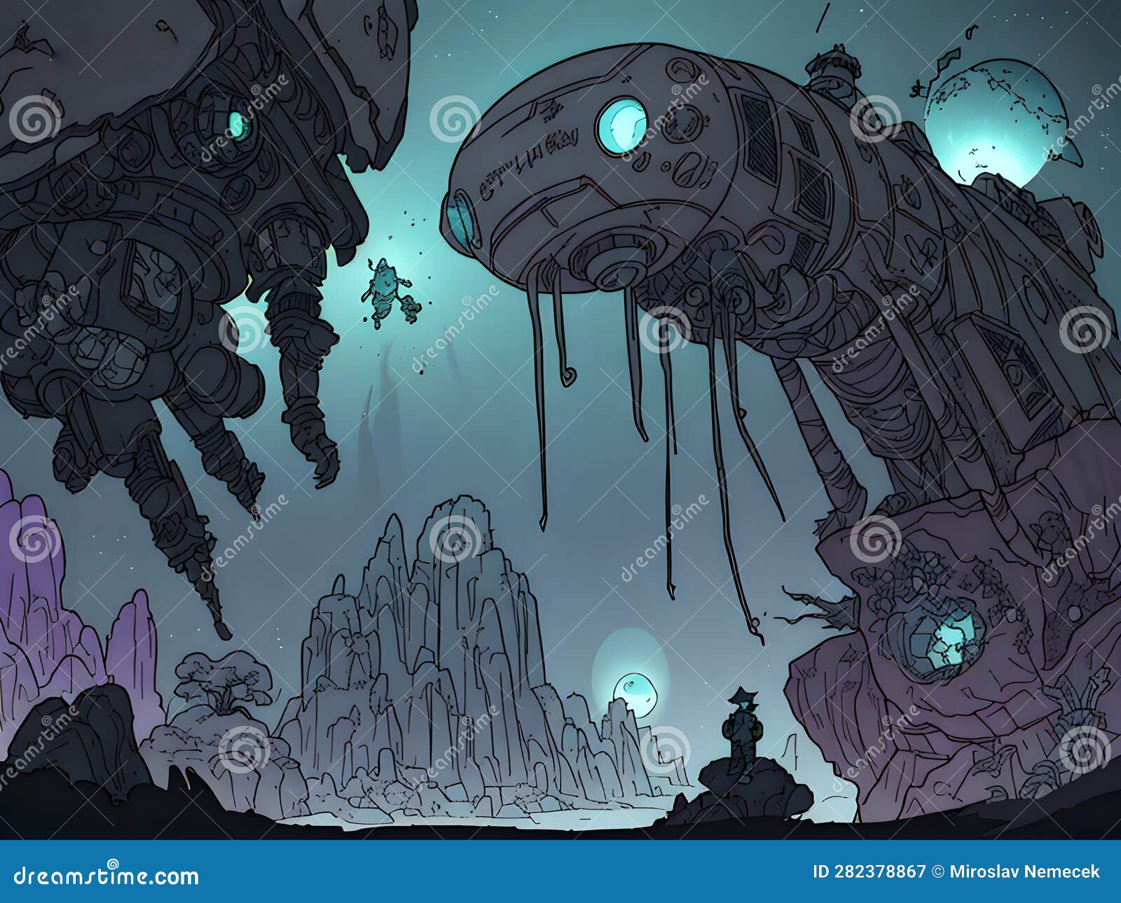 Alien Planet, Generative AI Illustration Stock Illustration ...