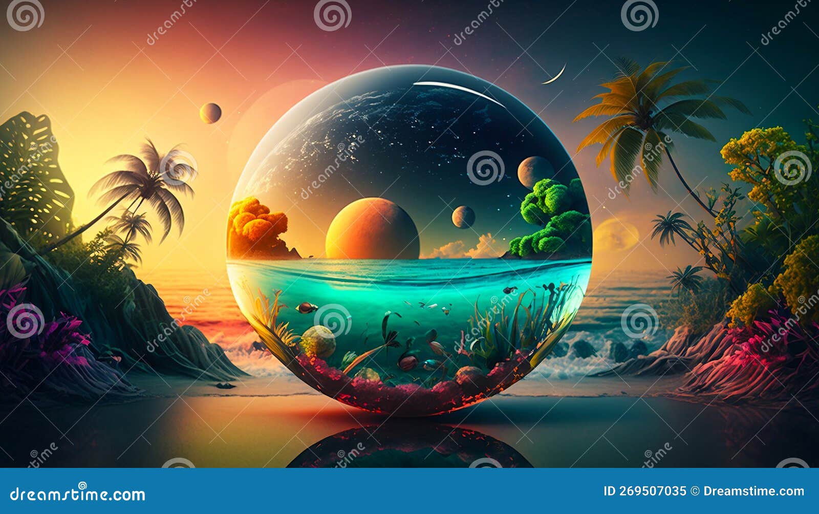 Alien Planet Earth in Space Stock Illustration - Illustration of ...