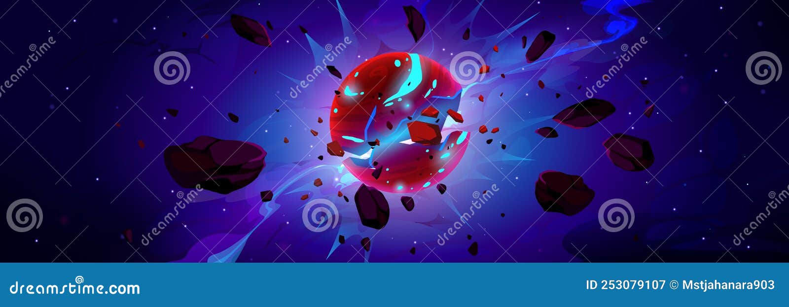 Alien Planet Explode in Space Futuristic Landscape Stock Vector ...