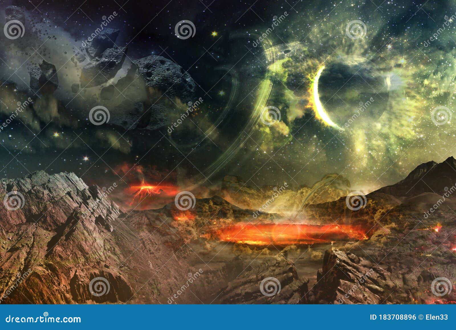 Alien Planet Explodes Asteroid Impact. Stock Photo - Image of elements ...