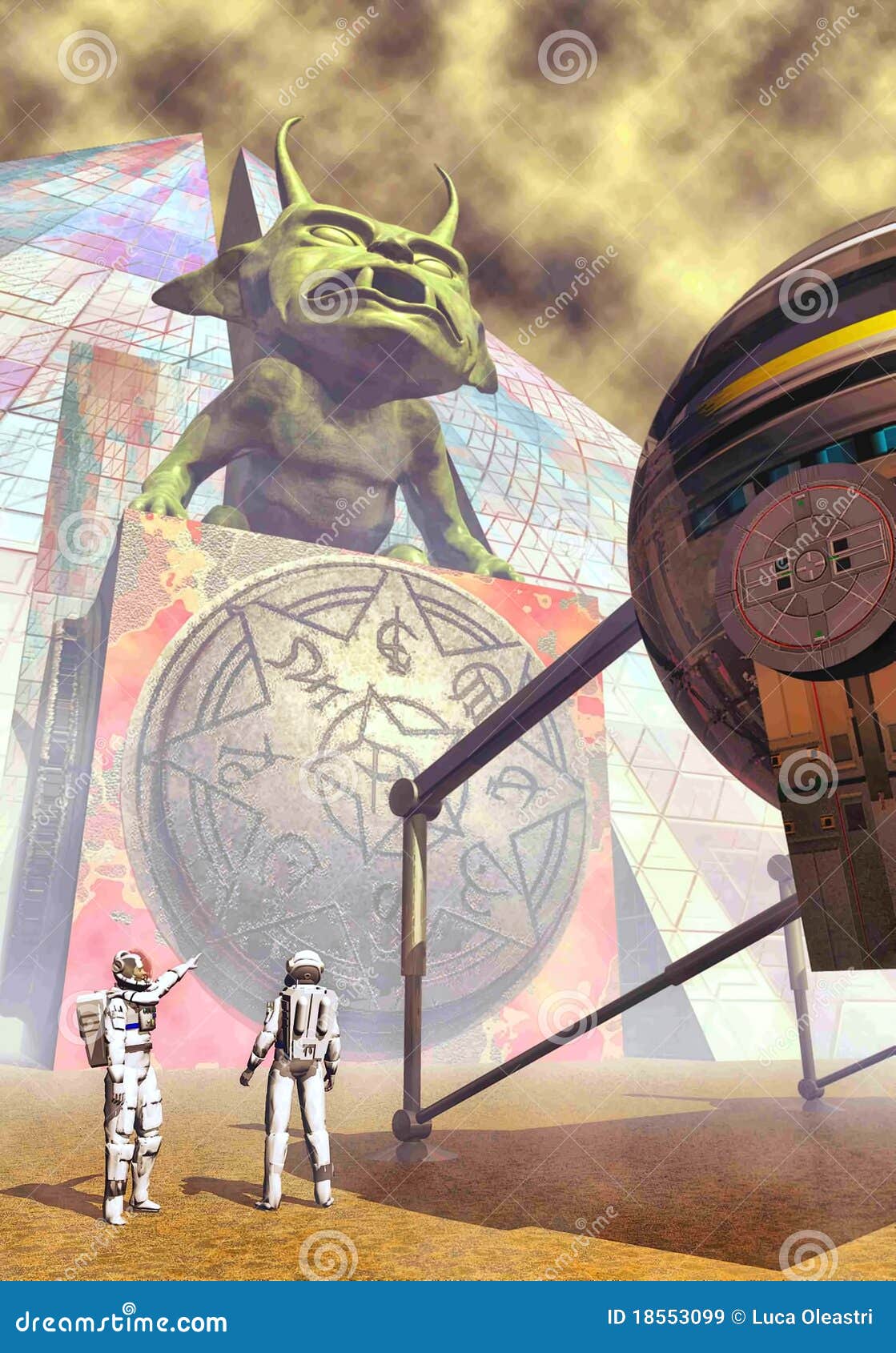 Alien planet explorers stock illustration. Illustration of planetary ...