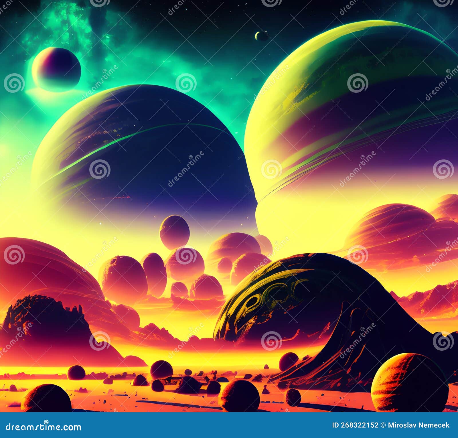 Alien Planet, Generative AI Illustration Stock Illustration ...