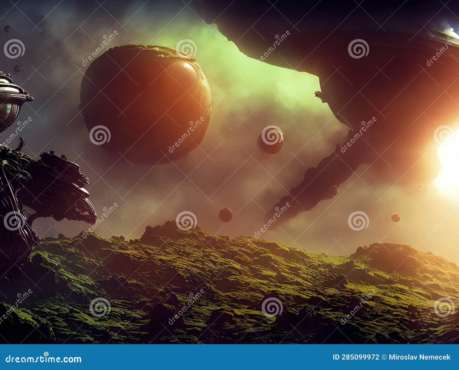 Alien Planet, Generative AI Illustration Stock Illustration ...