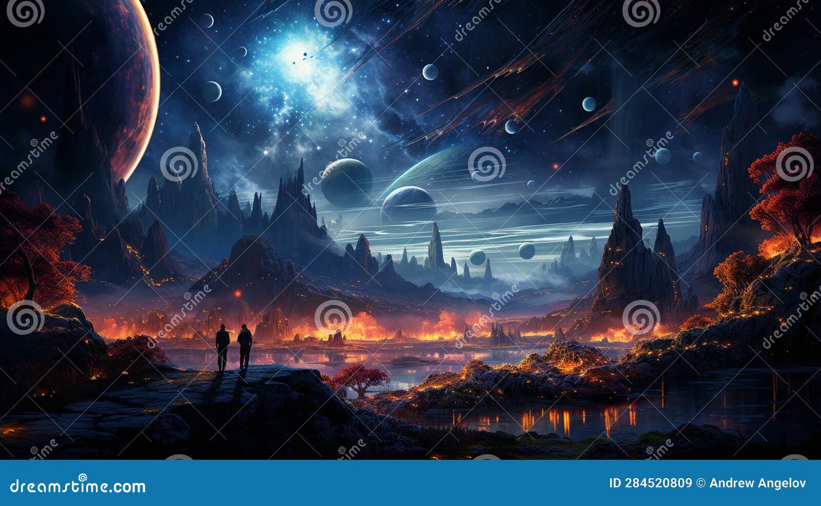 Alien Planet on the Horizon. Gas Giant Planet Generative AI Stock ...