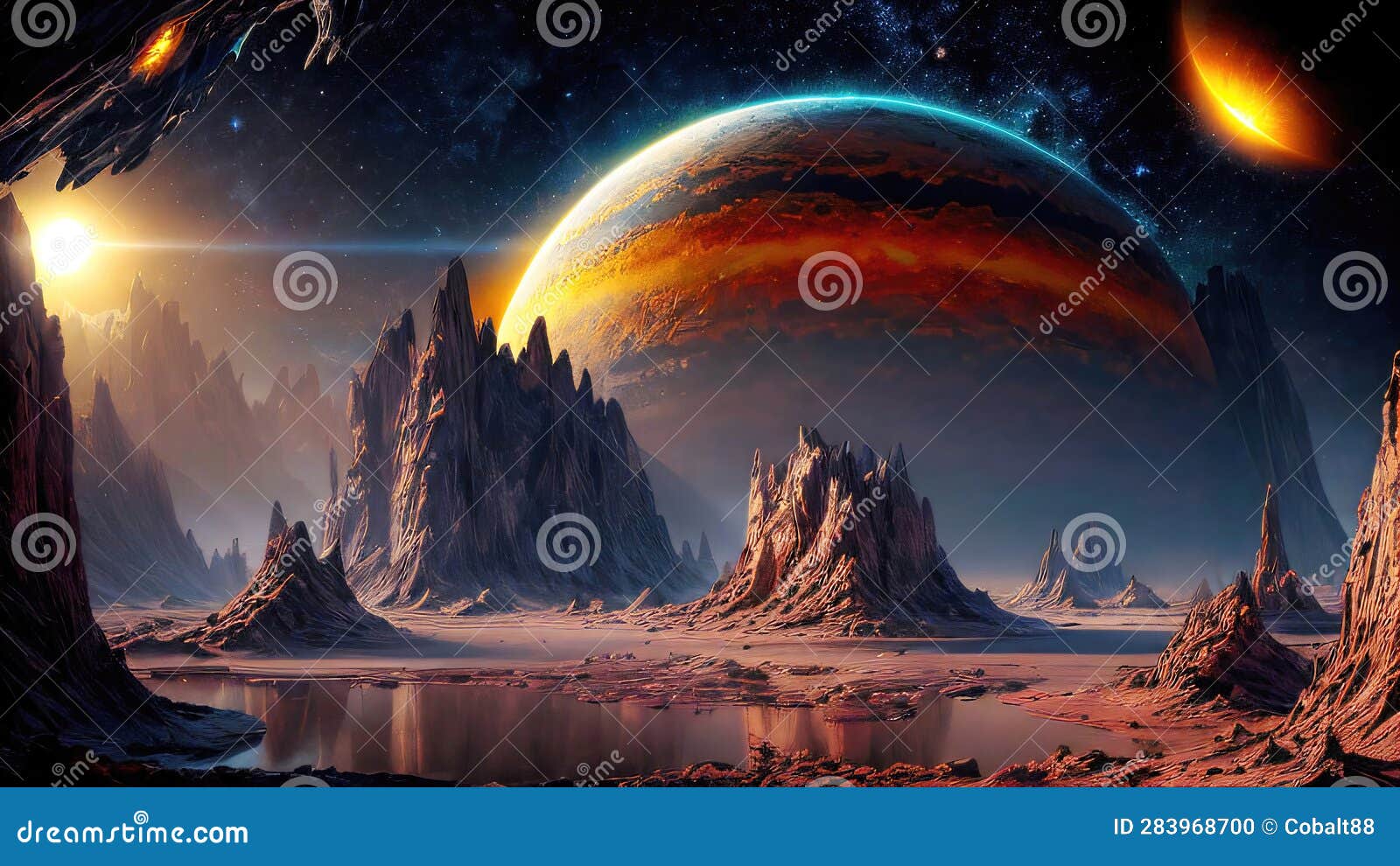 Alien Planet Landscape, 3d Illustration of Imaginary, Fictional Another ...