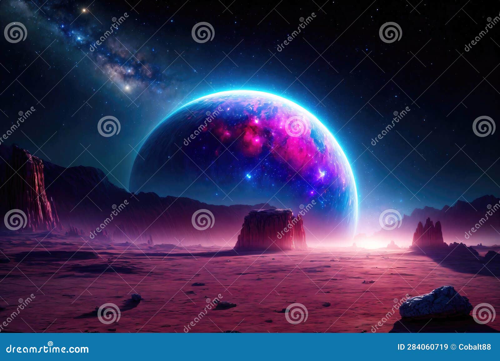 Alien Planet Landscape, 3d Illustration of Imaginary, Fictional Another ...