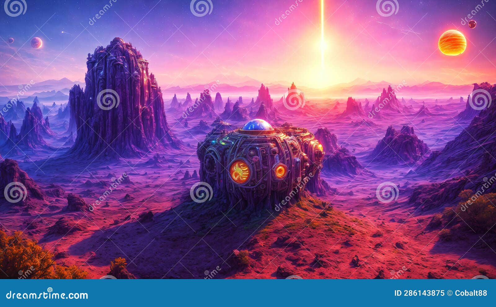 Alien Planet Landscape, 3d Illustration of Imaginary, Fictional Another ...