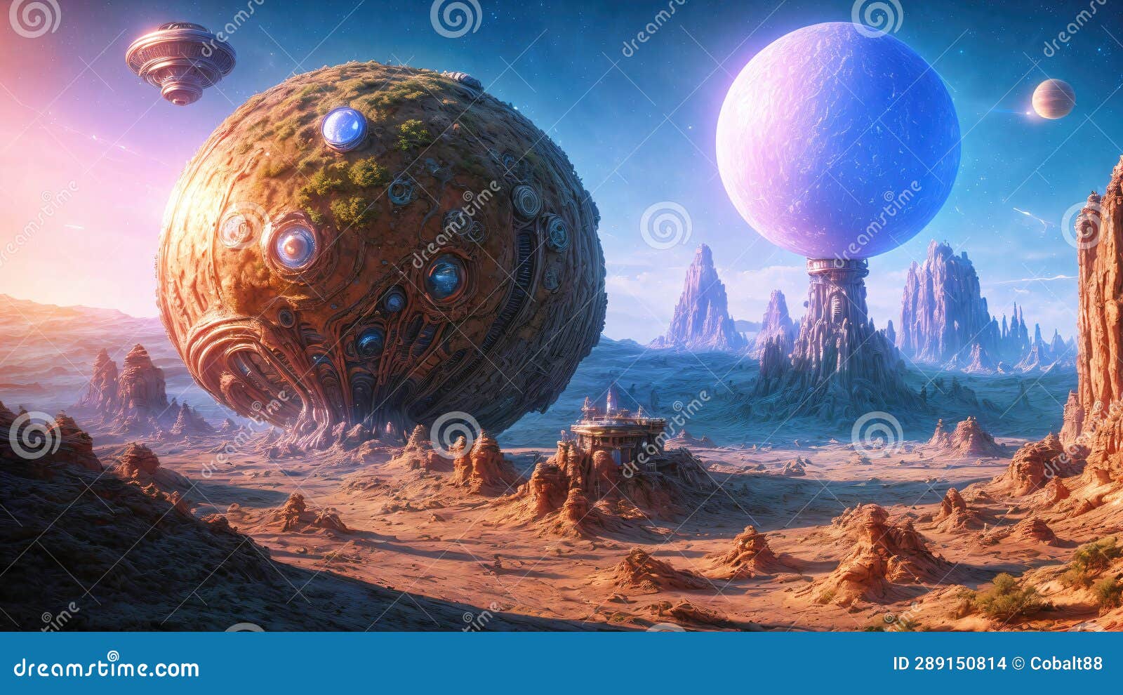 Alien Planet Landscape, 3d Illustration of Imaginary, Fictional Another ...