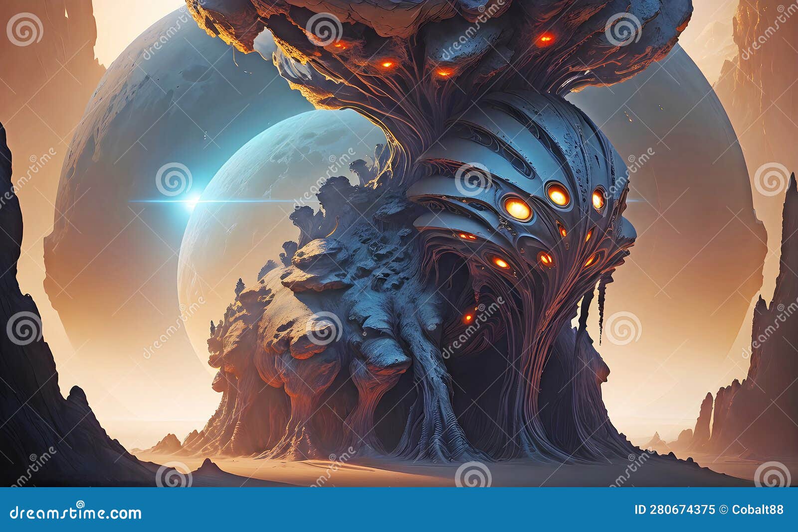 Alien Planet Landscape, 3d Illustration of Imaginary, Fictional Another ...