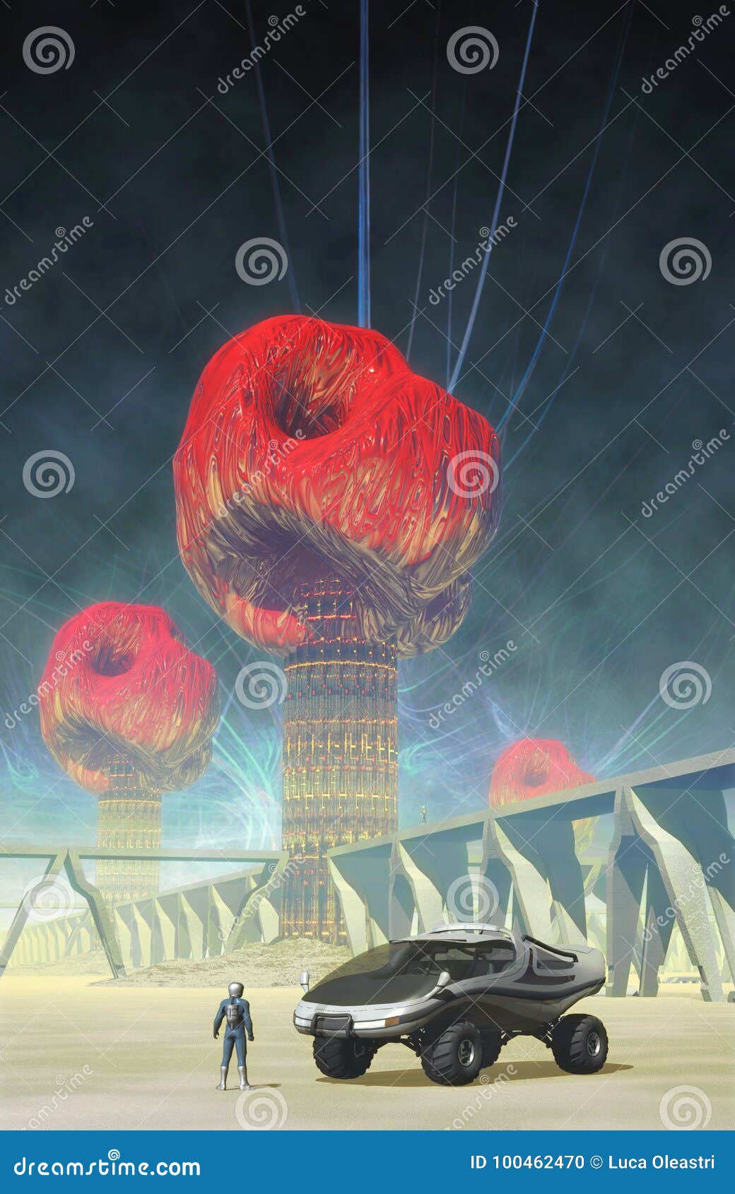 Planet Landscape. Alien Futuristic Science Fiction Cartoon Backdrop ...