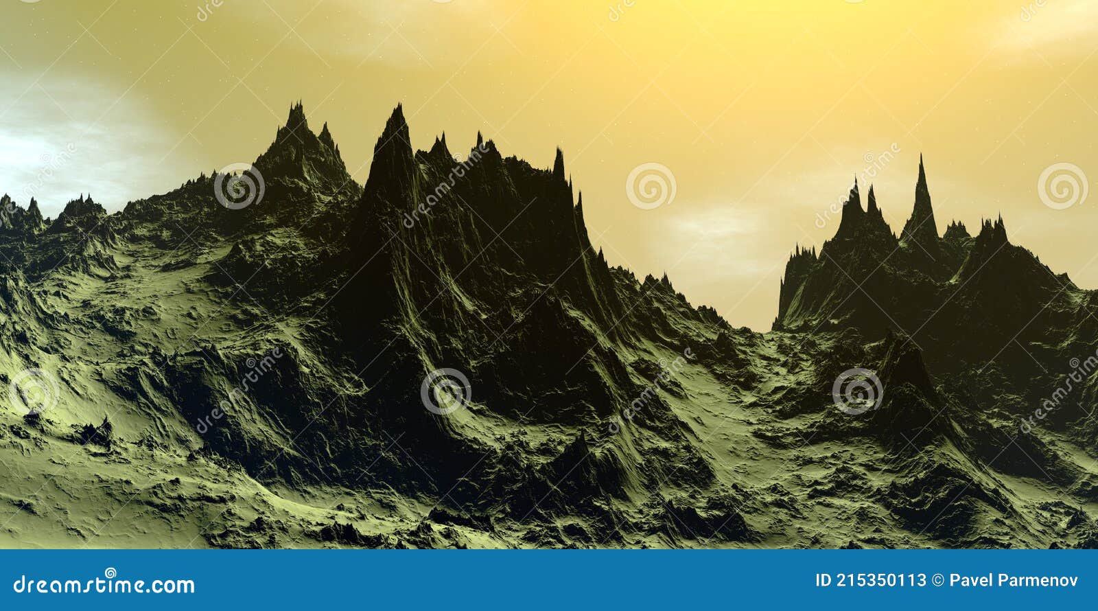 Alien Planet. Mountain. 3D Rendering Stock Illustration - Illustration ...