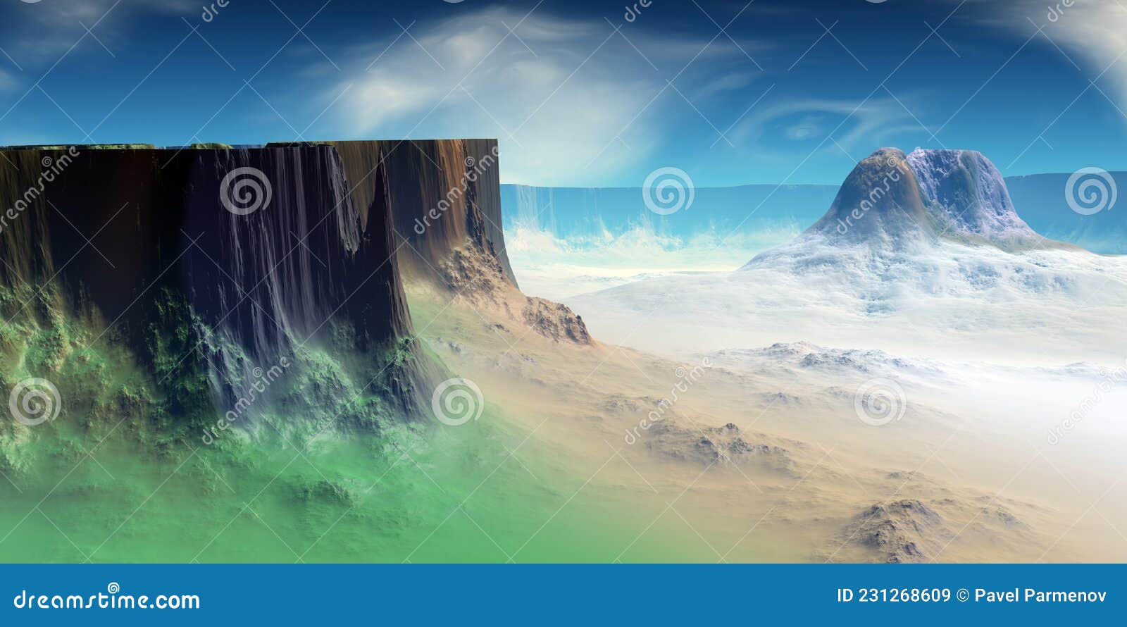 Alien Planet. Mountain. 3D Rendering Stock Illustration - Illustration ...