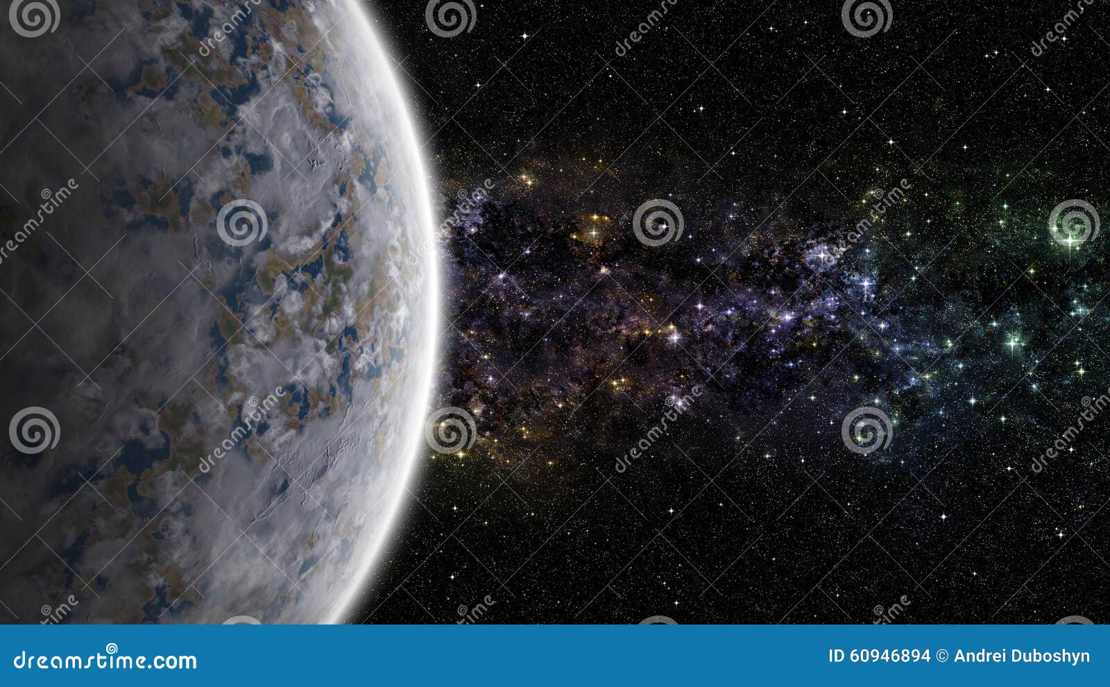 Alien Planet with Nebula in the Deep Space Stock Illustration ...