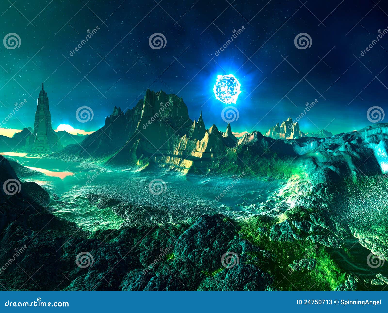 Alien Planet with Neutron Star Stock Illustration - Illustration of ...