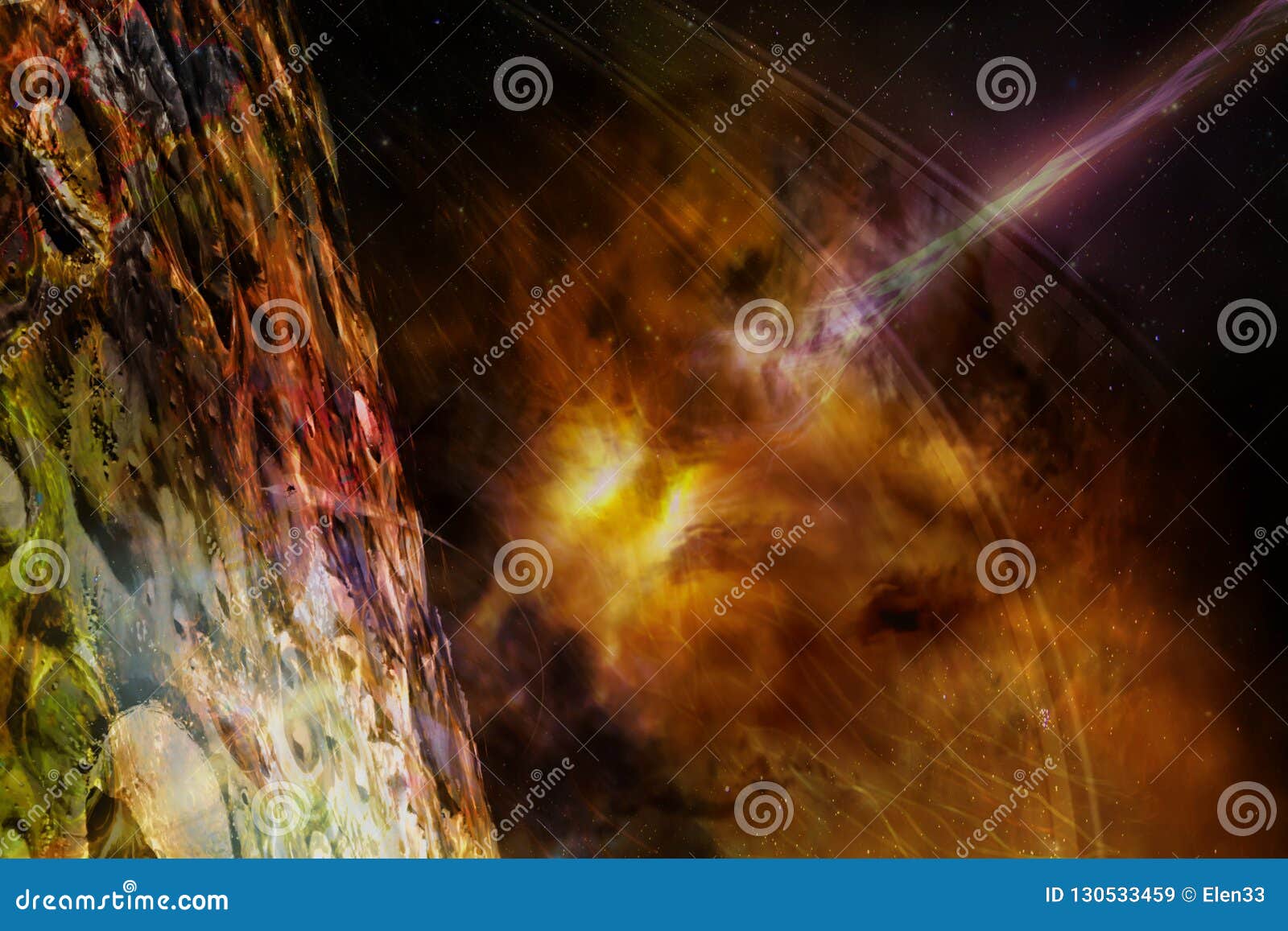 Alien Planet in Outer Space Stock Illustration - Illustration of globe ...
