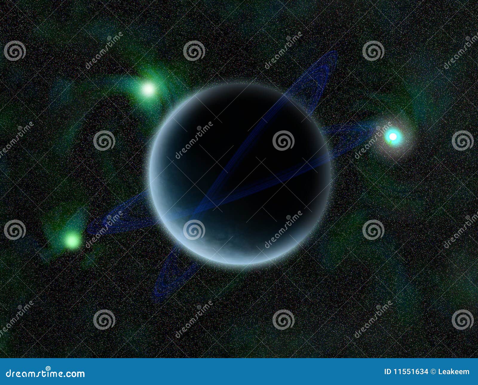 Alien Planet with Rings in Space Stock Illustration - Illustration of ...