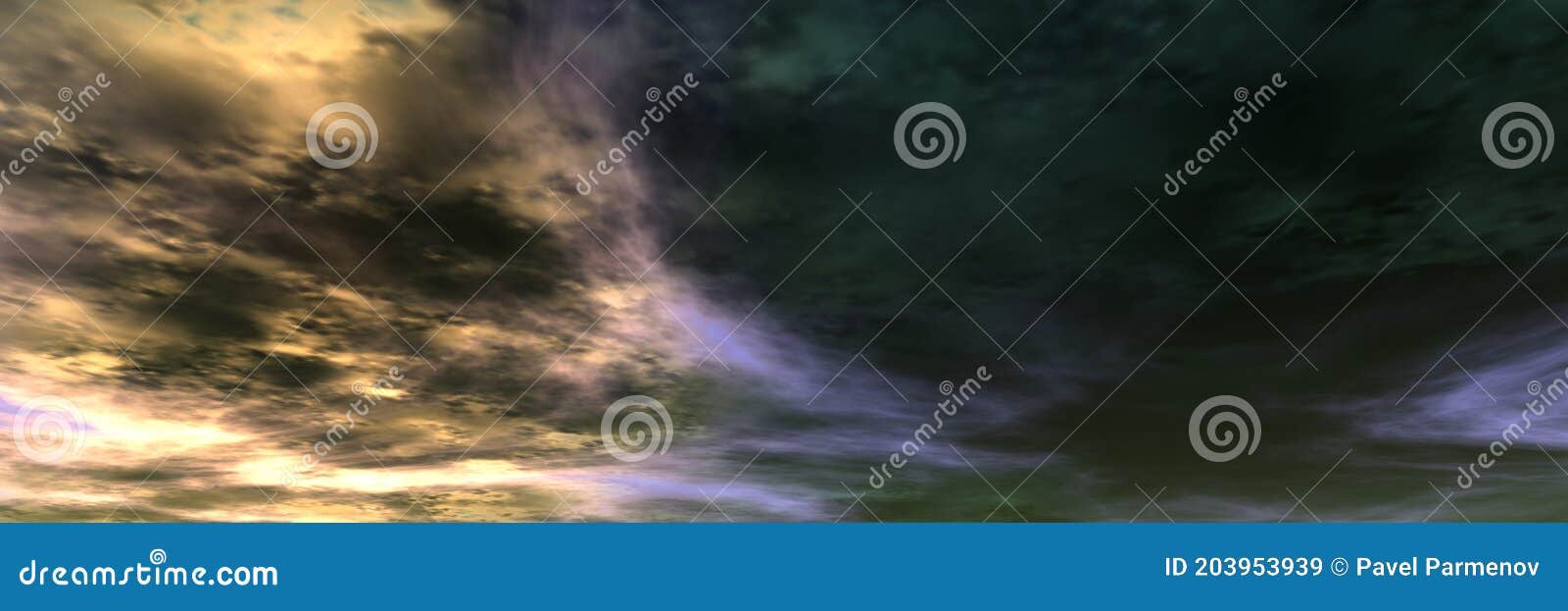 Alien Planet Sky. Panorama. 3D Rendering Stock Illustration ...