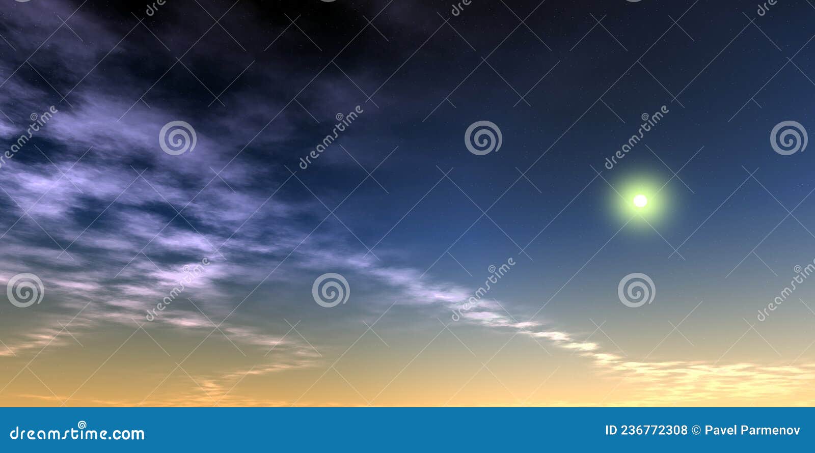 Alien Planet Sky. Panorama. 3D Rendering Stock Illustration ...