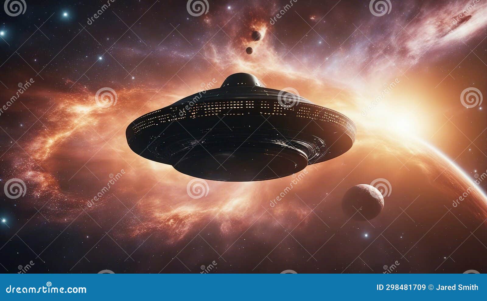 Alien Planet in Space Exploding Black Hole, Alien Spaceship in the ...