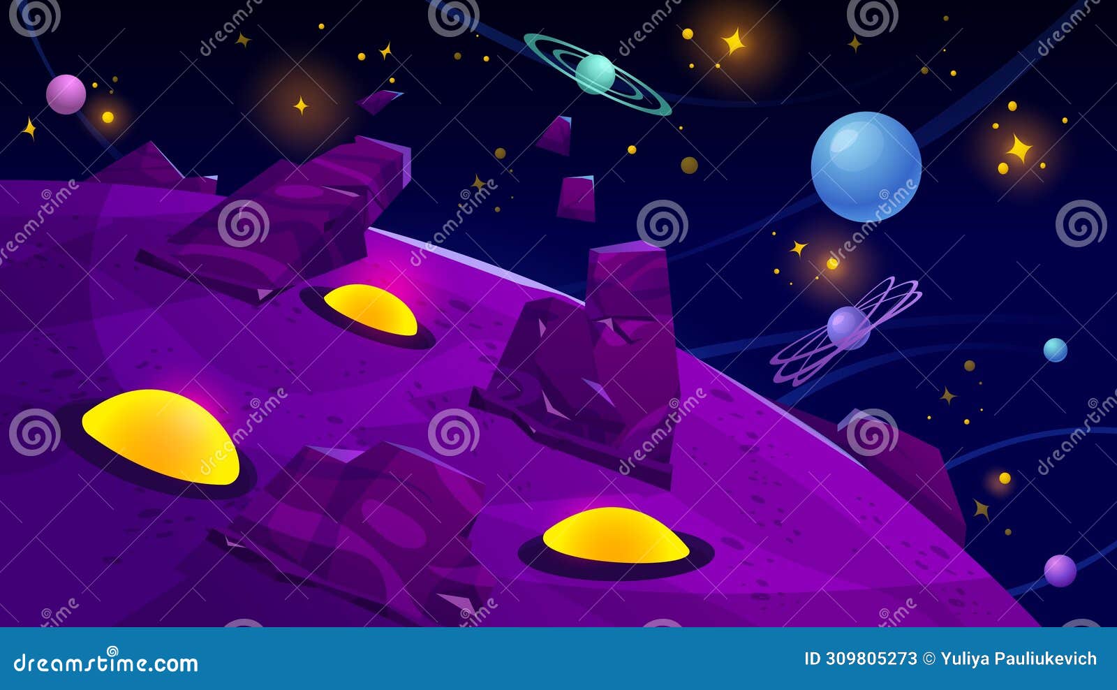 Alien Planet Surface for Game Ui Design Stock Vector - Illustration of ...