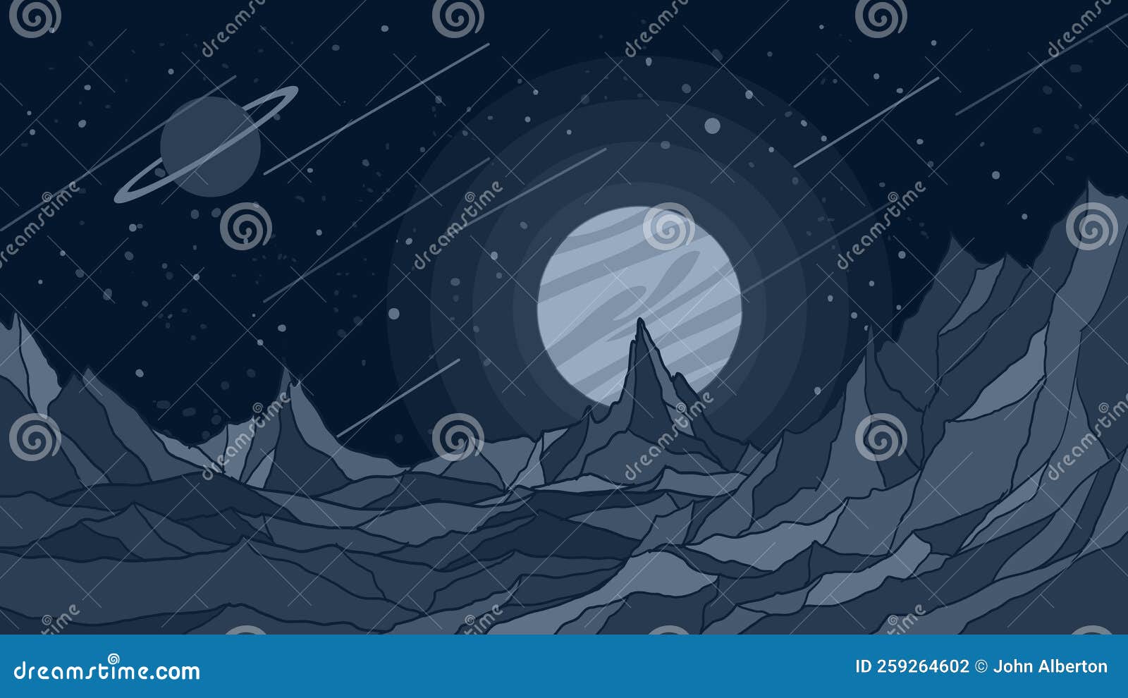 Alien Planet Surface Landscape Background Stock Illustration ...