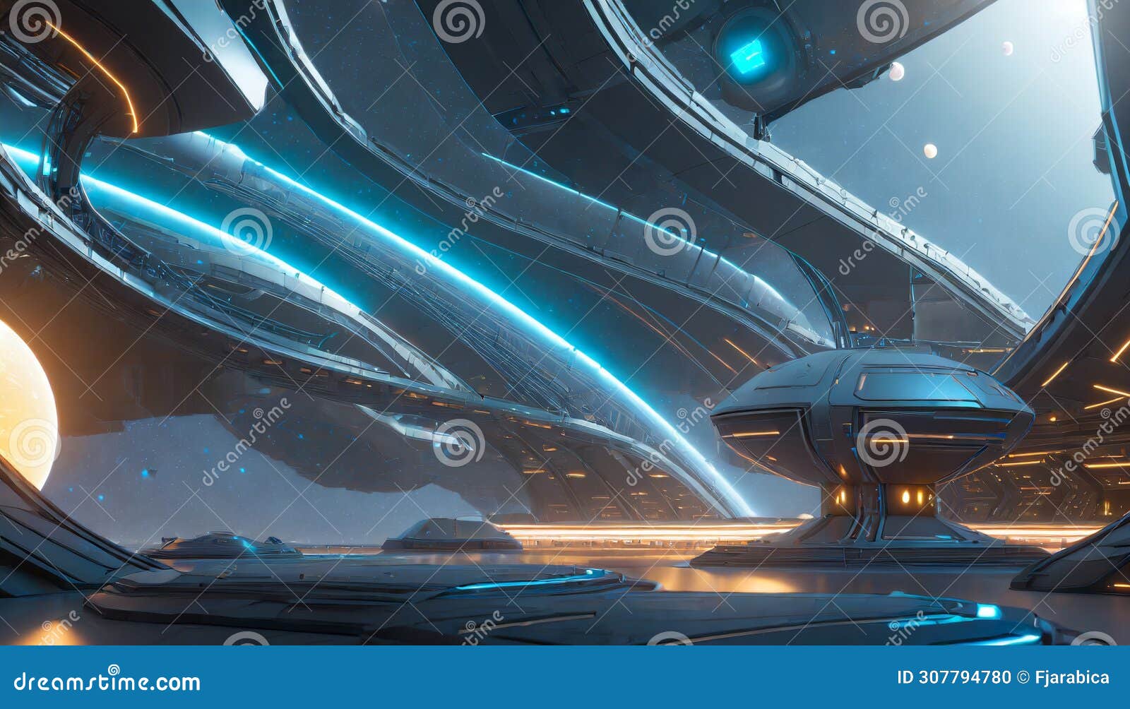 Alien Planet Surface Looking into Space with Other Planets Stock ...