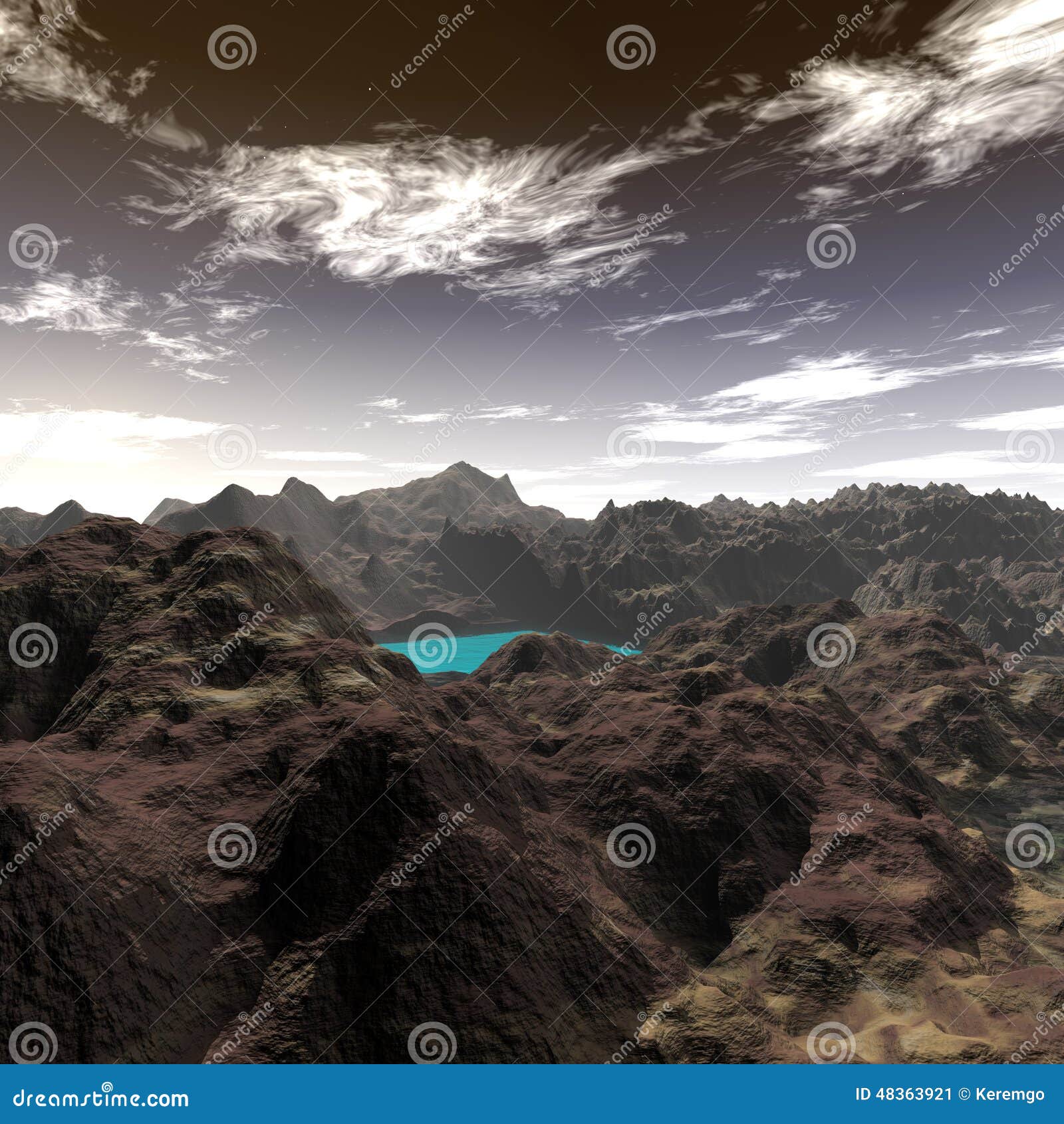 Alien Planet Surface and Sky Stock Illustration - Illustration of alien ...