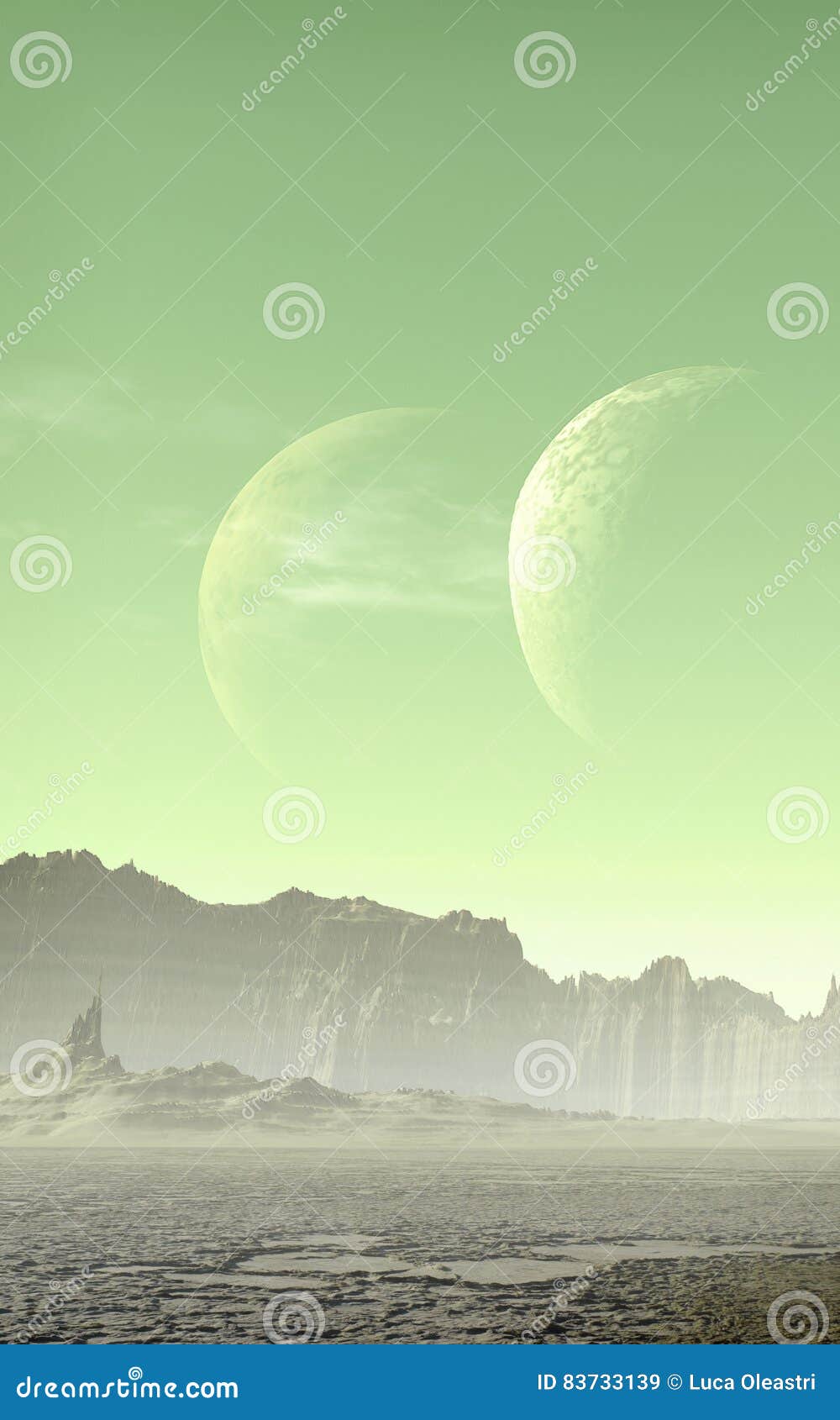 Alien Planet With Two Moons Stock Illustration | CartoonDealer.com ...