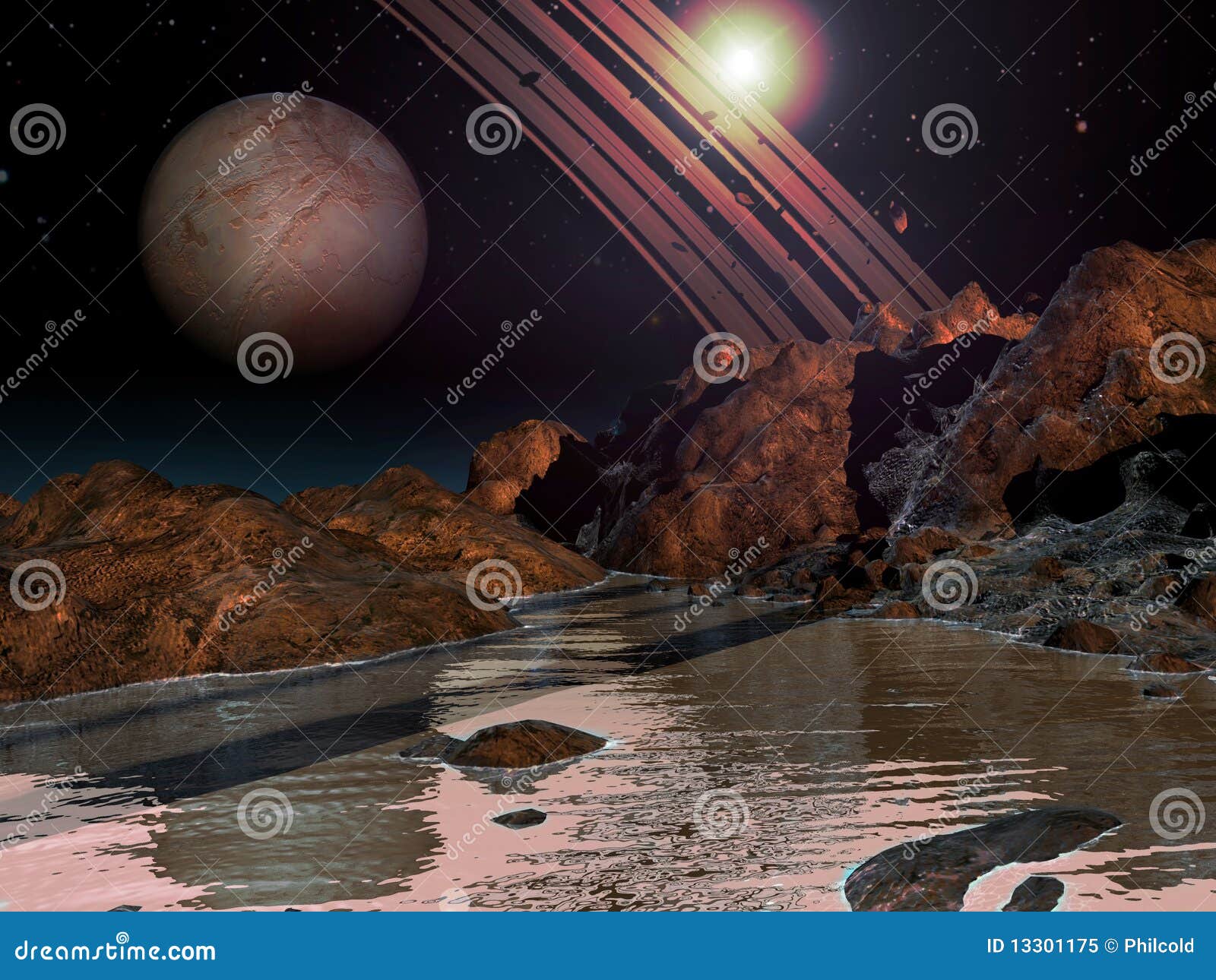 Alien Planet Beautiful Illustration Drawing | CartoonDealer.com #204442252
