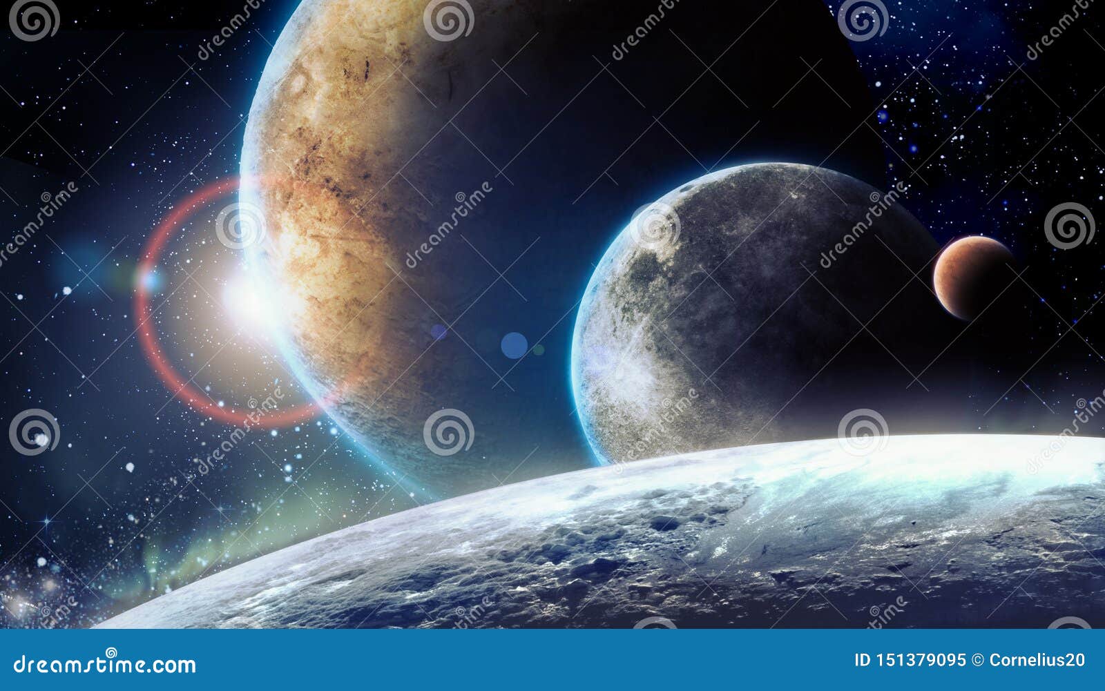 Planets in space stock illustration. Illustration of fantasy - 151379095
