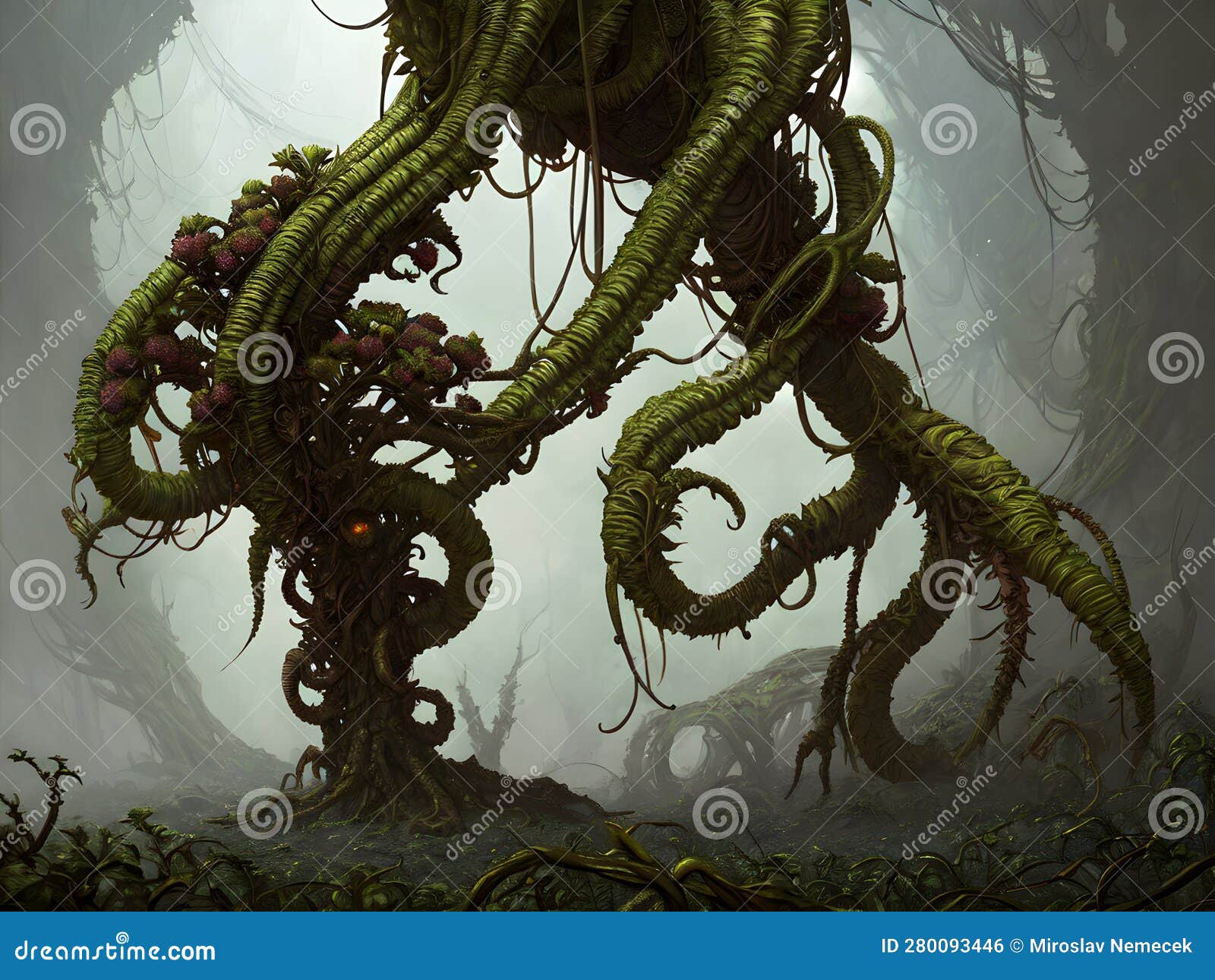 Alien Plant Life, Generative AI Illustration Stock Illustration ...