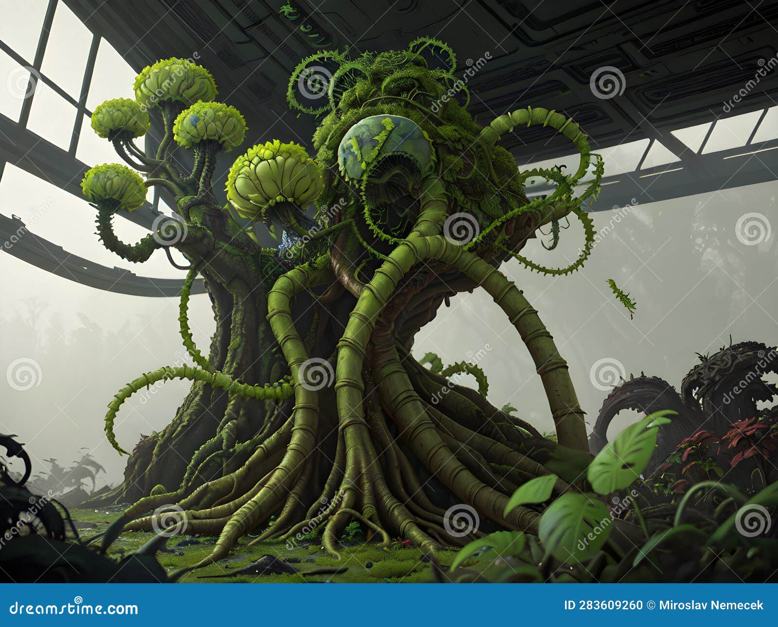 Alien Plant Life, Generative AI Illustration Stock Illustration ...