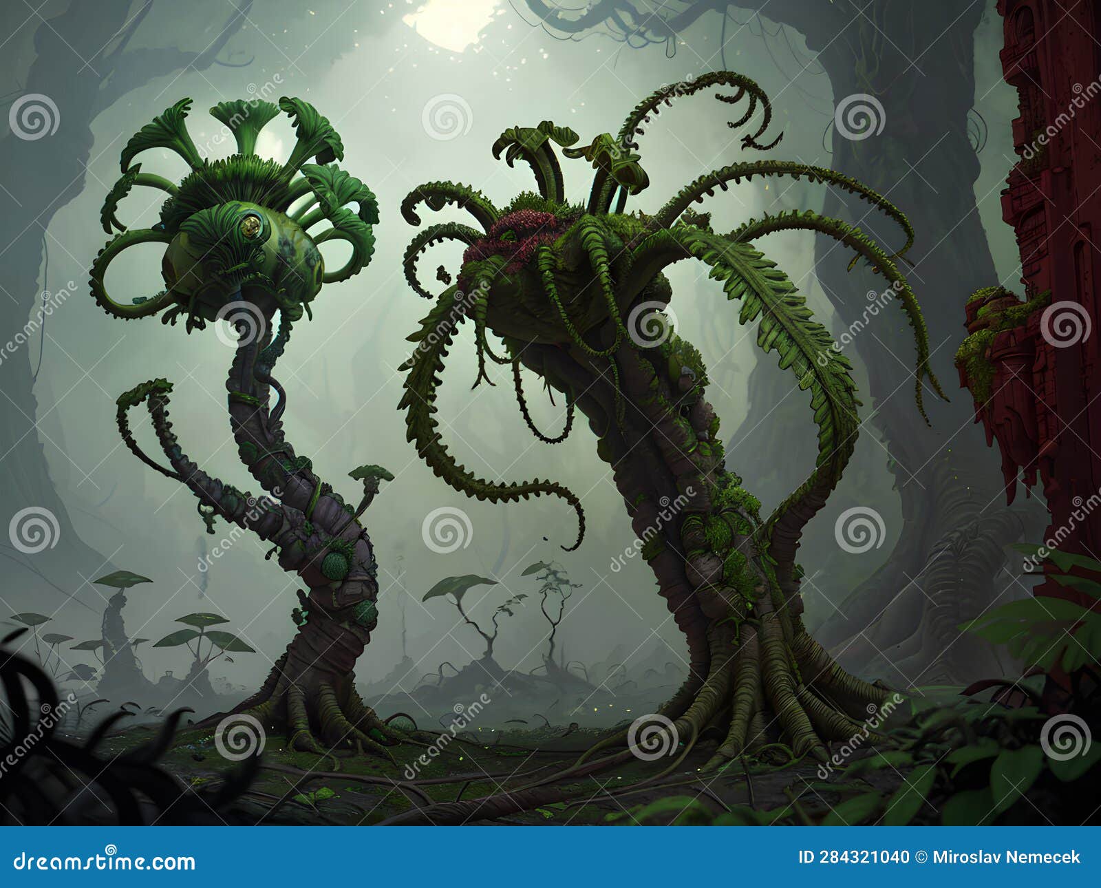 Alien Plant Life, Generative AI Illustration Stock Illustration ...