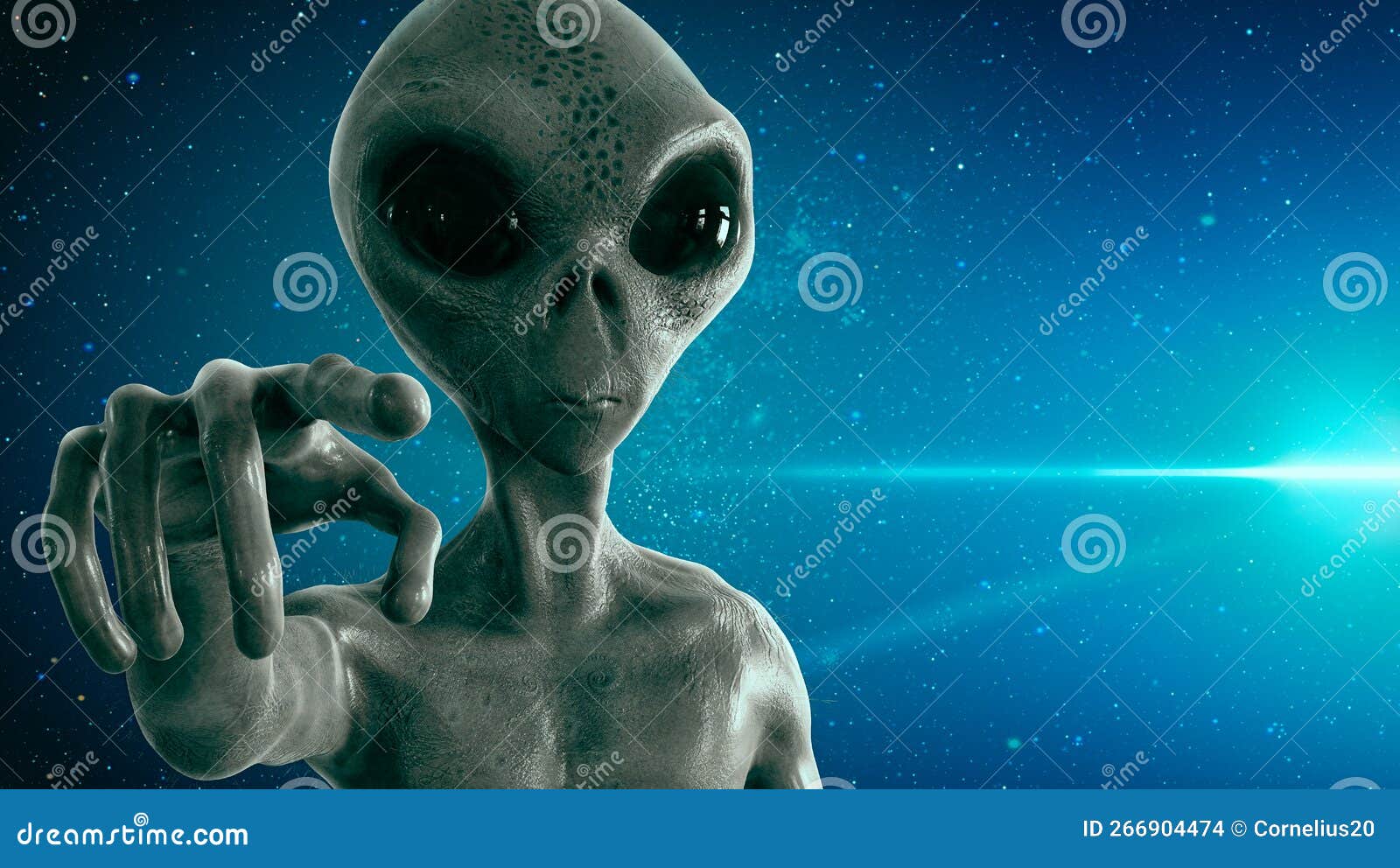 Alien Pointing His Finger, 3d Render Stock Illustration - Illustration ...